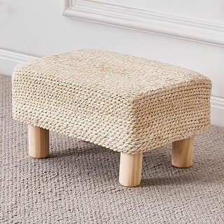 Foot Stool Rectangular Footrest Natural Seagrass Footstool,White ...