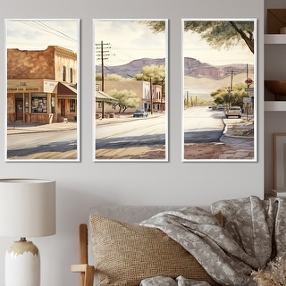 Designart "Small Town Wild West II" Western Landscape Framed Canvas Art ...