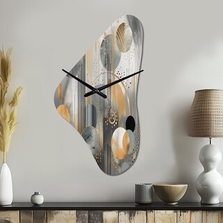 Designart - Abstract Shapes And Lines II - Abstract Marble Wall Clocks ...