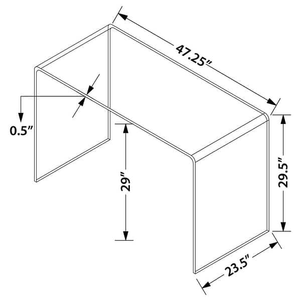 Ripley 47-inch Tempered Bent Glass Writing Desk Clear - Bed Bath ...