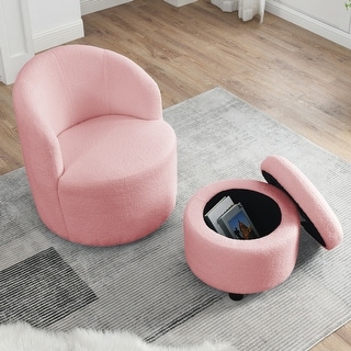 Swivel Arm Chair, Living Room Swivel Chair with Round Storage Chair ...