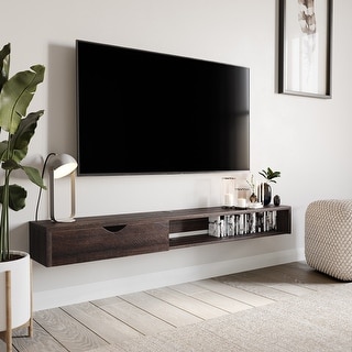 Rydstorp Modern 60-inch Metal 2-Shelf Wall-mounted TV Console Shelves ...