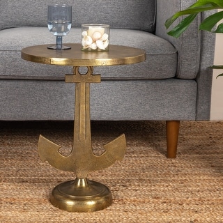 Nautical Accent Table with Anchor Base - 15.0"L x 15.0"W x 19.0"H - On ...