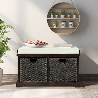 Moda Rustic Storage Bench with 2 Removable Classic Fabric Basket - Bed Bath & Beyond - 32813302