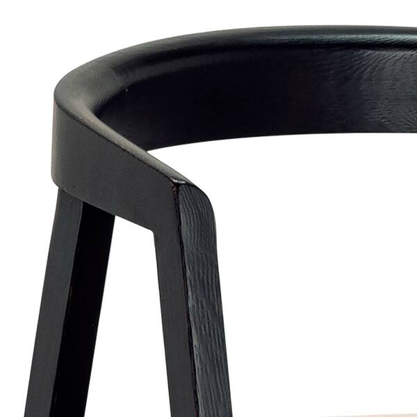 Mateo Black Oak Curved Back Dining Arm Chair with Upholstered Taupe ...