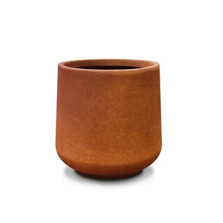 Kante 13.4 in. H Iron Oxide Finish Tuliped Round Concrete Planter ...