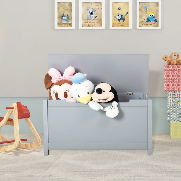Wooden Toy Box/Bench with Safety Hinged Lid for Ages over 3 - Bed Bath ...
