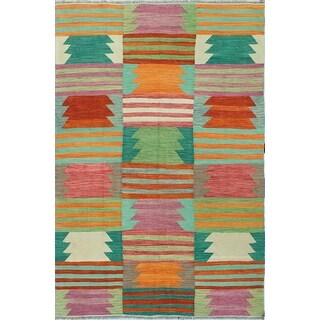 Modern Flatweave Carnell Green/Rust Rug - 5'5" x 8'2" - Bed Bath ...