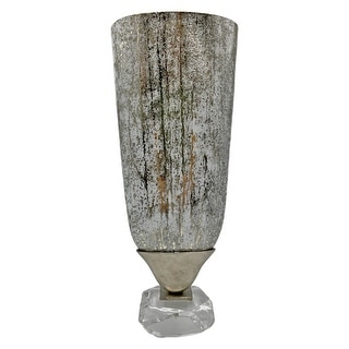 16 Inch Tall Modern Aluminum and Glass Decorative Flower Vase with ...