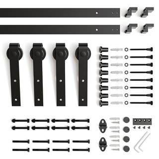 Easy to Install Steel Double Barn Sliding Door Hardware Kit System and ...