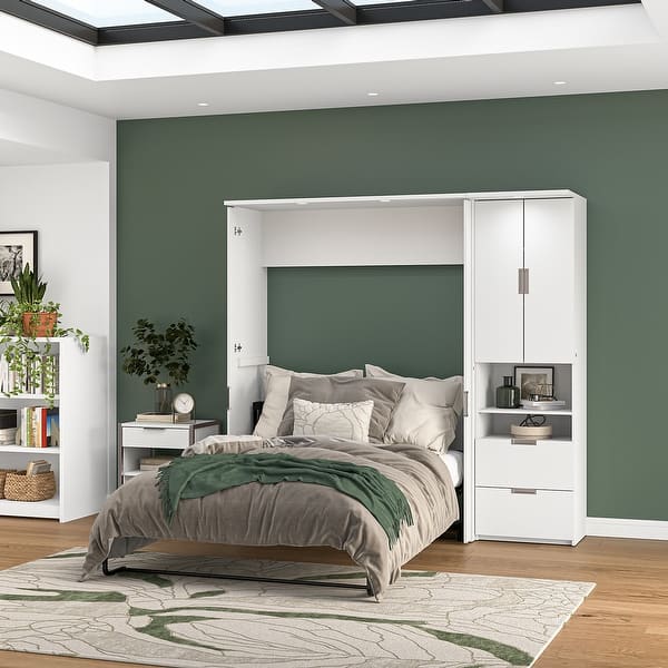 Lumina Full Murphy Bed with Storage Cabinet (84W) by Bestar - Bed Bath ...