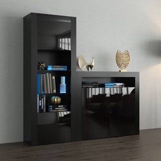 Milano Set 2D-BK Modern Wall Unit Entertainment Center - Bed Bath ...