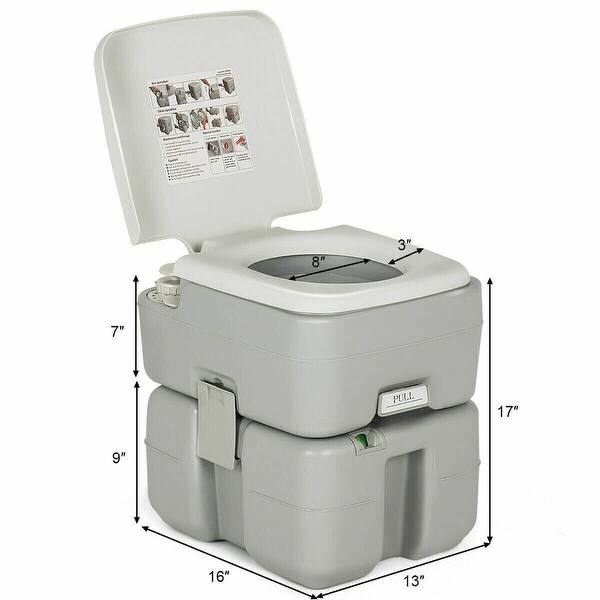 5.3 Gallon Portable Toilet with Waste Tank and Built-in Rotating Spout ...