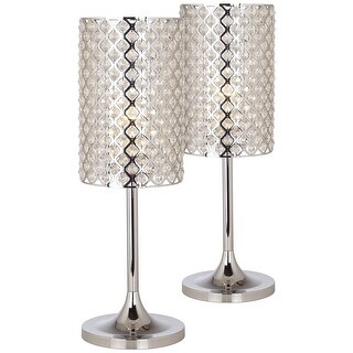 Modern Table Lamps Set of 2 Crystal Polished Chrome Lattice - 7" x 24 ...