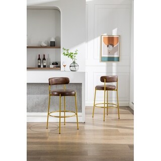 Set of 2 Industrial Modern Bar Height Stool Chairs with Back and ...