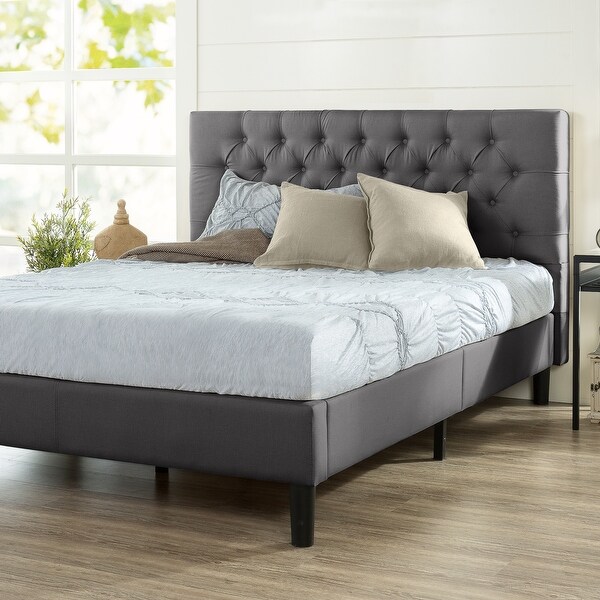 Priage by zinus dark grey upholstered platform bed frame with storage store