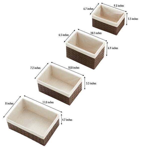 Americanflat Paper Woven Linen Lined Storage Baskets - Set of 4 - Bed ...