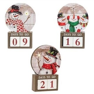 Snowman Countdown with LED Light 3 Asstd. - 7.15” high by 5” wide by 1. ...