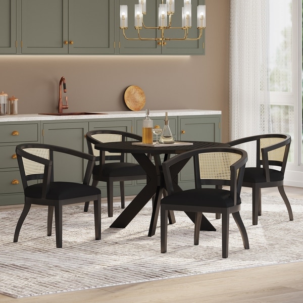 Maurers Cane and Wood Upholstered Dining Chairs (Set of 2) by ...