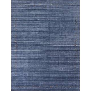 Blue Gabbeh Indian Area Rug Handmade Wool Carpet - 8'0"x 9'8" - Bed ...