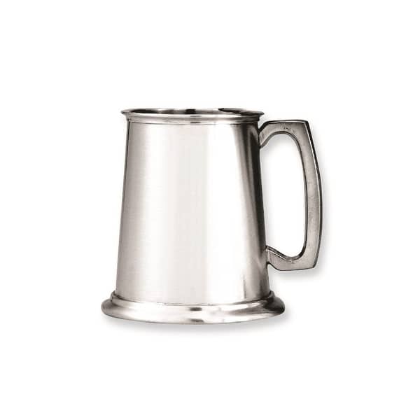 Curata Non-Tarnish Pewter Satin Finish Glass Bottom 16 Ounce Tankard ...