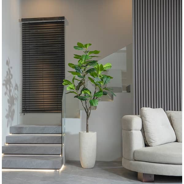 72.6 In Artificial Fiddle Leaf Fig tree in a Shell designed fiberstone ...
