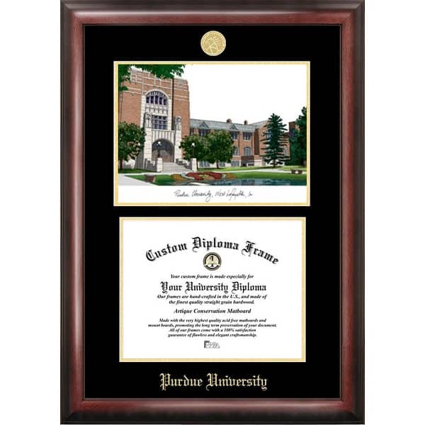 Purdue University 9.625w x 7.625h Gold Embossed Diploma Frame with ...