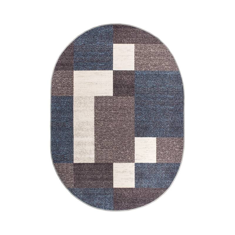 World Rug Gallery Modern Boxes Design Non-slip (Non-skid) Area Rug ...