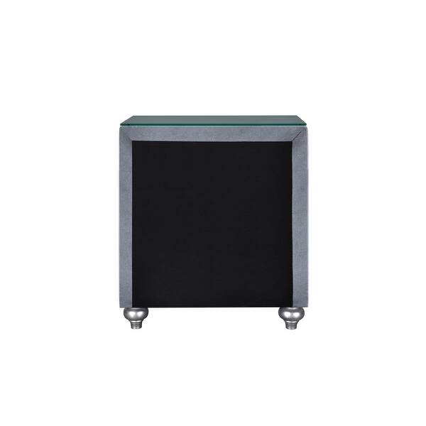 Judye 3 Piece Gray Velvet Upholstered Tufted Panel Bedroom Set - On ...