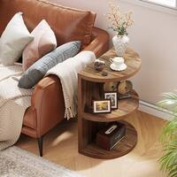 3-tier Half-round End Table, Semi-circular Side Table for Living Room ...