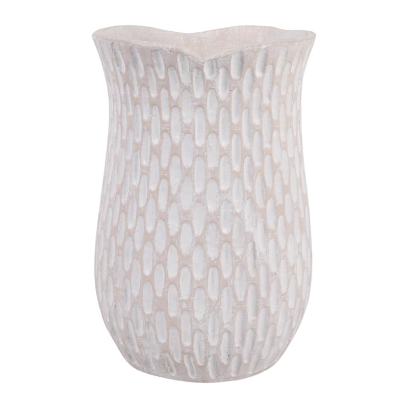 Decorative Vase - Ivory Ceramic Textured Patterned - Overstock - 44189168