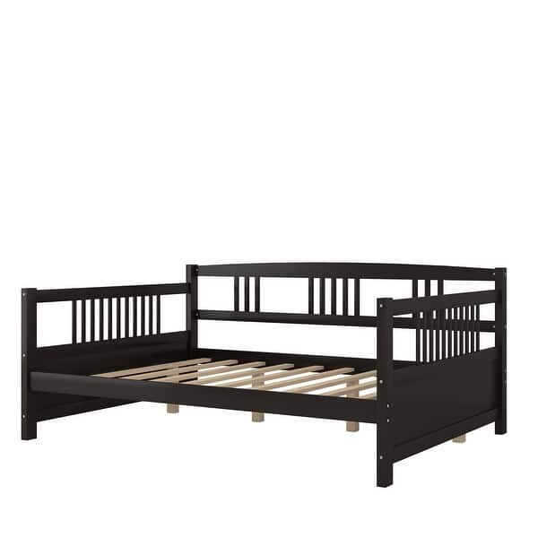 Full Size Retro Wood Daybed Frame for Small Bedroom City Aprtment Dorm ...