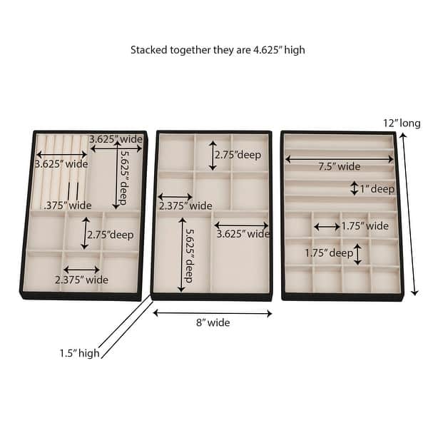 Household Essentials Sturdy Chipboard 3-Tier Jewelry Tray with ...