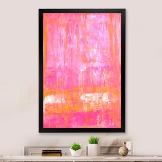 Designart "Pink And Orange Abstract Art V" Modern Framed Art Print ...