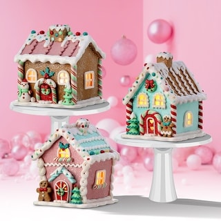 5" Pastel Gingerbread House Set of 3 - Bed Bath & Beyond - 38248312