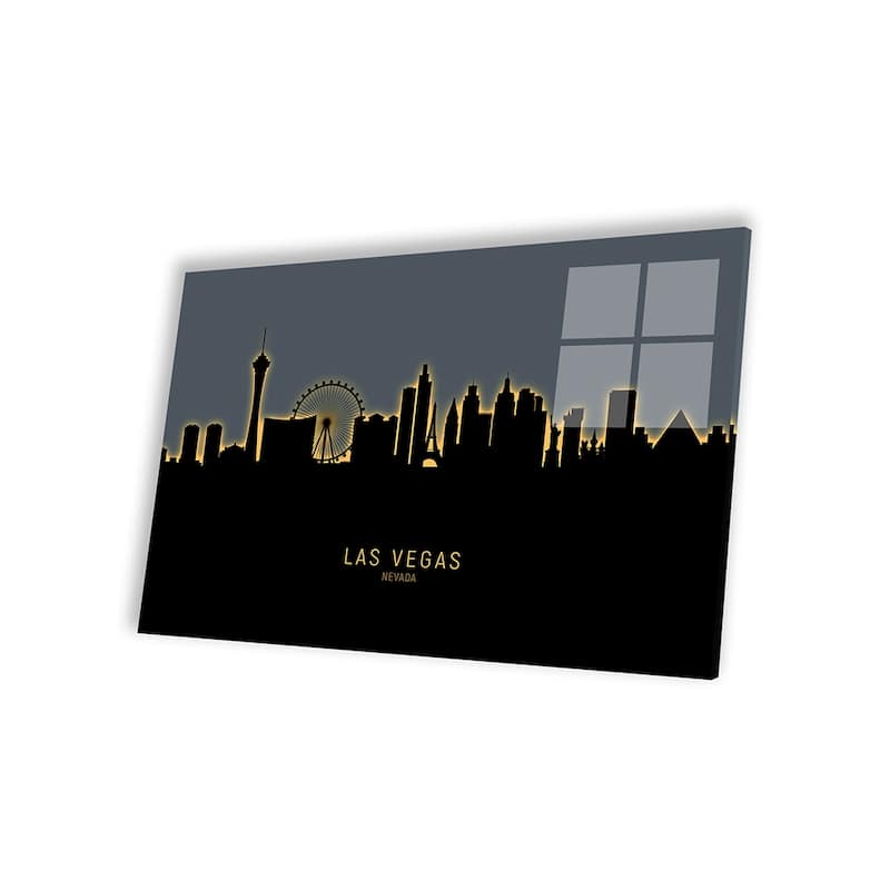 Las Vegas Nevada Skyline Glow Orange Print On Acrylic Glass by Michael ...