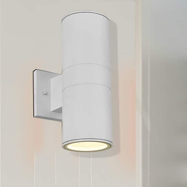 Ella LED Light Outdoor Wall Lamp in White Finish - Bed Bath & Beyond ...