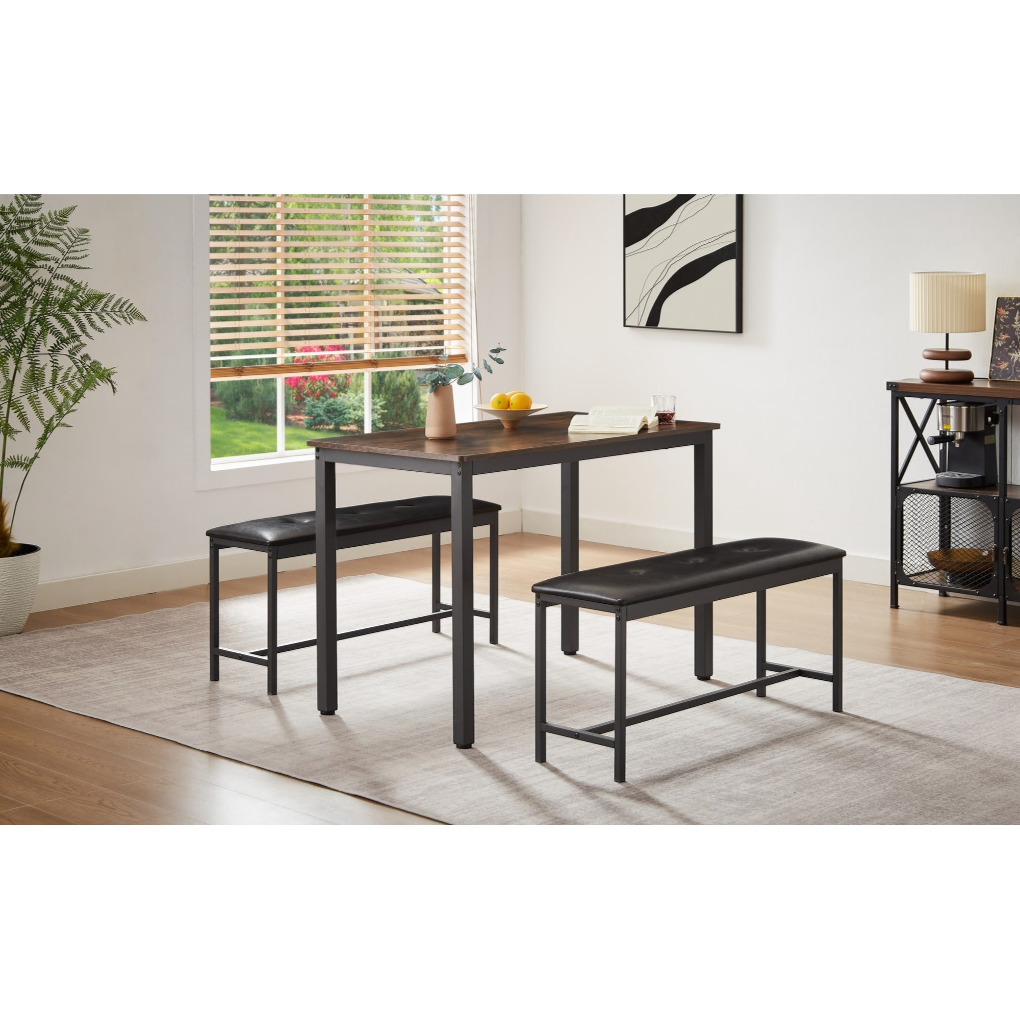 55" Dinning Room Table Set for 4-6, Farmhouse 3-Piece Kitchen Table ...