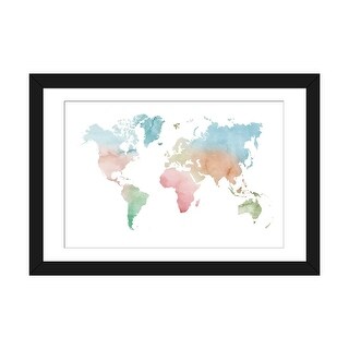 iCanvas "Watercolor World Map - Pastels Colors" by Nouveau Prints - Bed ...