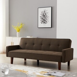 74.8" Polyester Futon Sofa Bed, Convertible Folding Futon Sofa Bed ...