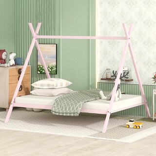 House Tent Bed Frame Full Size Metal Floor Slat for Kids Girls Boys ...