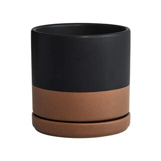 Small Ceramic Black Tan Flower Pot - Bed Bath & Beyond - 37610985