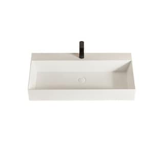 30x18 Inch Matte White Rectangular Wall-Mount Vessel Sink - Bed Bath ...