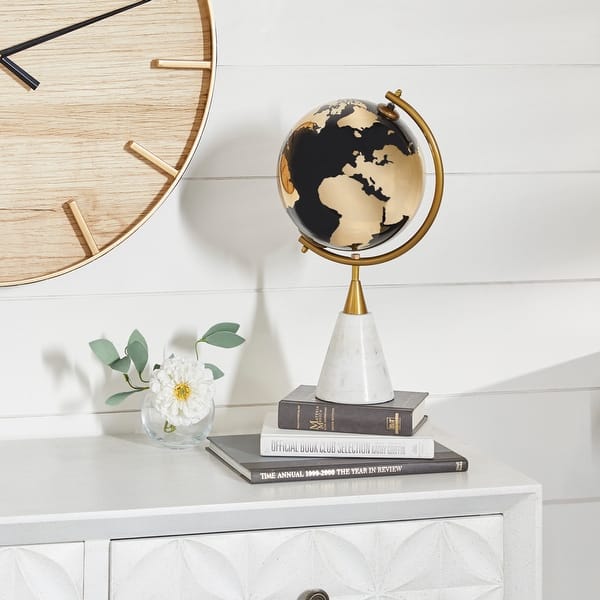 Globe Display With Gold Plates and Marble Cone Stand - 15x8 - Bed Bath ...