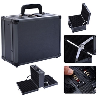 Costway Double Locking Handgun Box Gun Case Pistol Hard Carry Foam ...