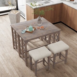 Modern 3-Piece Counter Height Dining Table Set with Foldable Table and ...