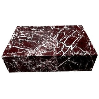 BETACH Genuine Marble Block Coffee Table - Rosso Levanto Marble - Bed ...