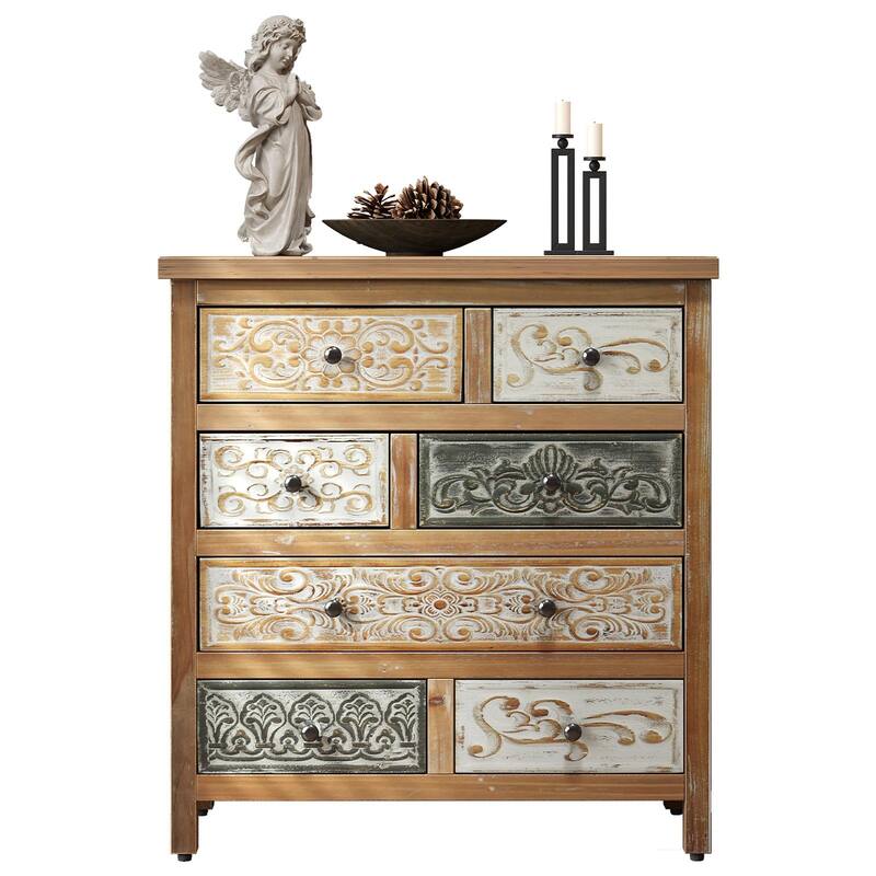 Vintage Carved Dressing Table, Storage Cabinet, Accent Chest with 6 ...