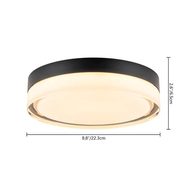 Modern Matte Black Circular Clear Frosted Glass Integrated LED Flush ...