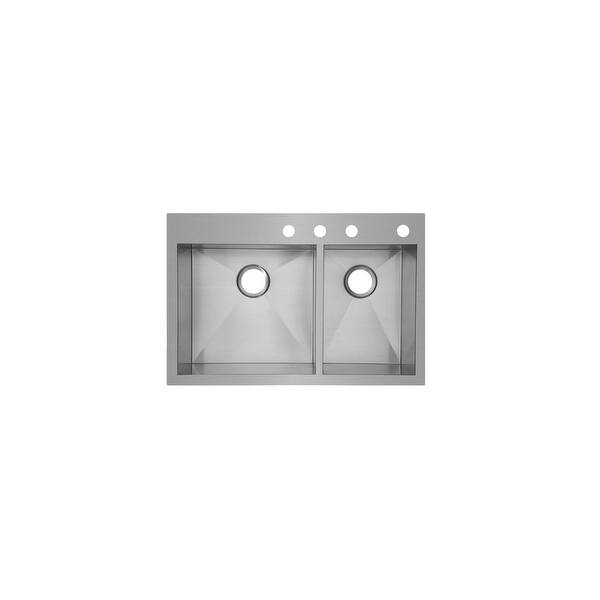 Mirabelle MIRDM2BZL4 33" Double Basin Drop In or Undermount Stainless ...